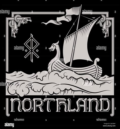 Scandinavian Viking Design Warship Of The Vikings And Frame In The Old