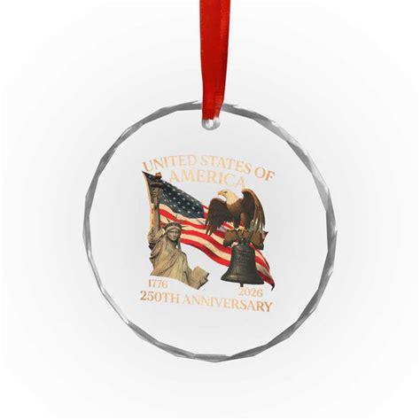 Americas 250th Anniversary Crystal Glass Ornament United States Of