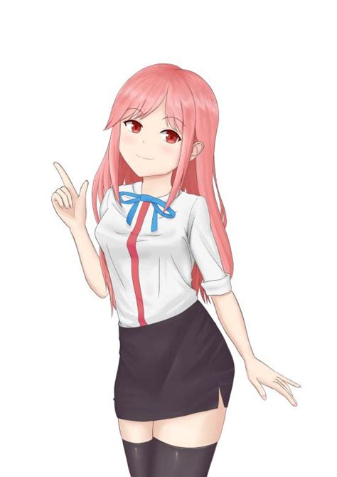 Beautiful Pink Long Hair Anime Girl Wearing White Shirt Free Stock