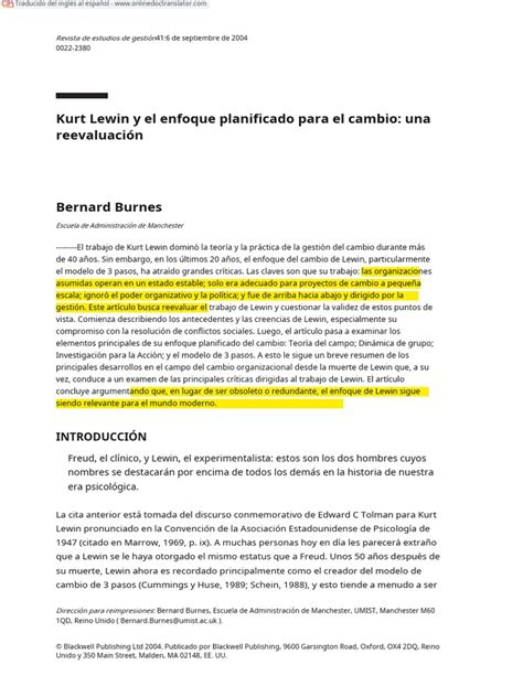 Unidad 24 Burnes 2004 Kurt Lewing And The Planned Approach To