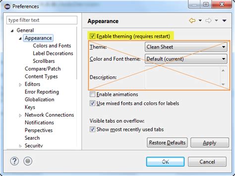 Eclipse Neon Disable The Theming