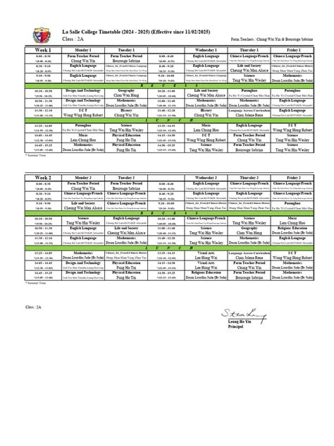 2024 25 Class Timtablef2 W Out Mr Fong Pdf Hong Kong