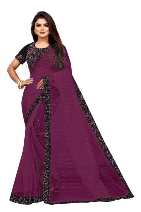 Buy Sroly Embroidered Heavy Silicon Net Saree Wine Online At Best Prices In India Jiomart