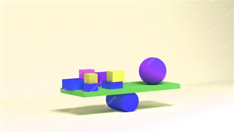 Premium Photo Abstract Illustration Of Equilibrium 3d Visualization Balancing Cubes And Ball