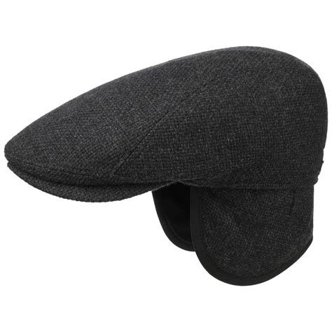 John Wool Flat Cap With Ear Flaps By Lierys 7295