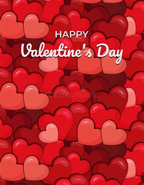 Colorful Cute Card With Red Hearts Valentine S Day Stock Vector