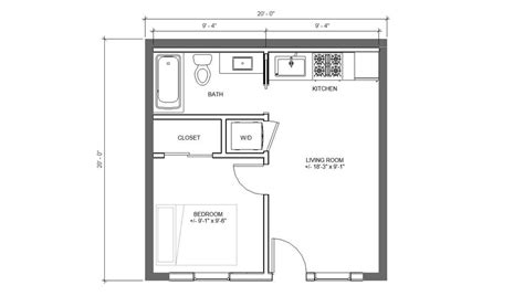 Modern Garage Adu 1 Bed 1 Bath 20x20 400 Sf Affordable Custom House Plans And Blueprints