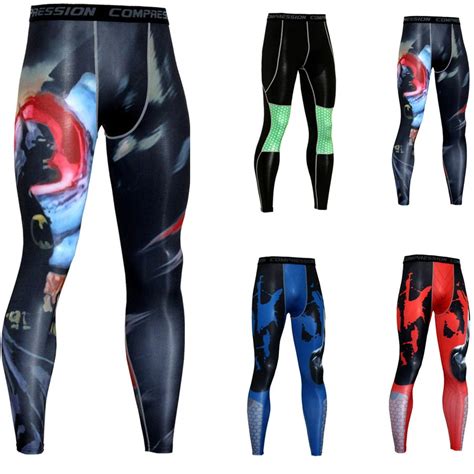 Dry Fit 3d Print Men Compression Tight Leggings Running Sports Male Gym Fitness Pant Skinny