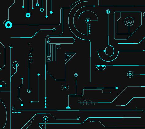 Tron Circuit Pattern Art And Line Circuit Design In Blue Backgrounds