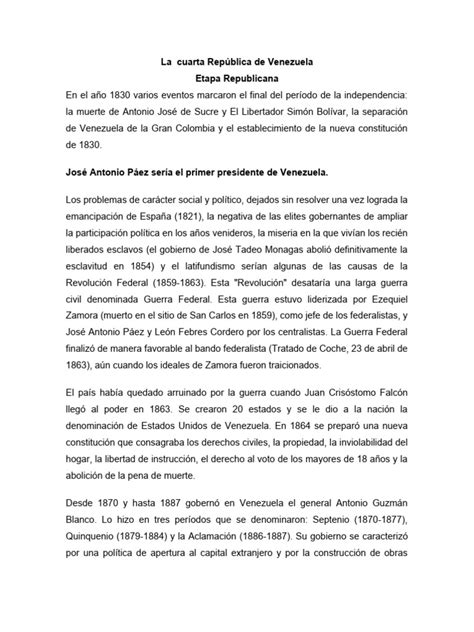 4 La Cuarta República De Venezuela Pdf Venezuela