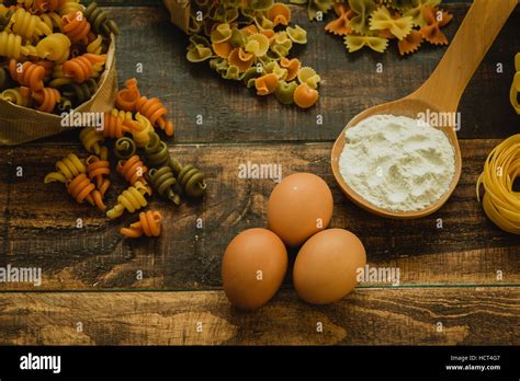 Different Types Of Colored Pasta With Various Shapes Stock Photo Alamy