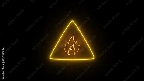 Loop Animation Of Moving Flames Yellow Triangle Fire Warning Sign Cartoon Fire Animation On