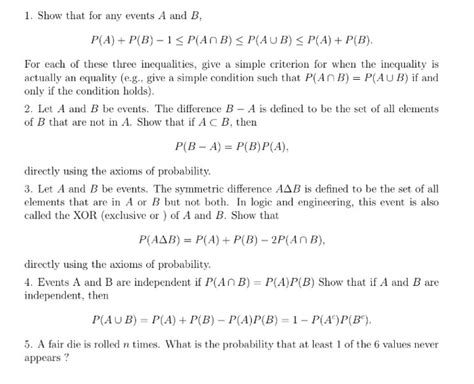 Solved Show That For Any Events A And B Pa Pb 1