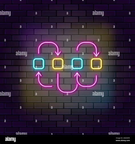 Algorithm Connection Hierarchy Neon Vector Icon On Dark Wall Algorithm Connection Hierarchy Neon Vector Icon On Dark Wall