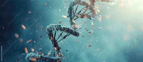 Damaged Dna And Genetic Mutation Biotechnology Concept As A Double