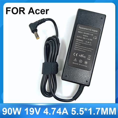 Ac Adapter 90w 19v 474a 55x17mm Laptop Adapter Charger For Acer