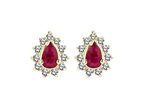 0 70ctw Ruby And Diamond Earrings In 14k Yellow Gold 1jffxe Jtv