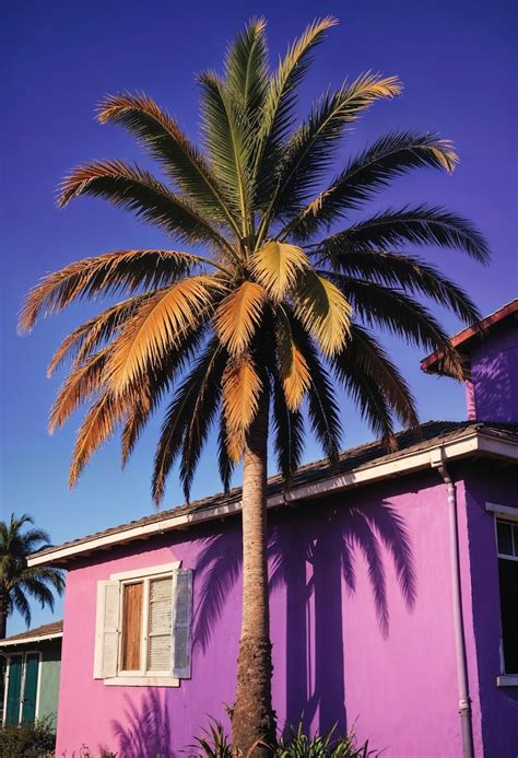 Beautiful Palm Tree In Vivid Colors Ai Generated Image