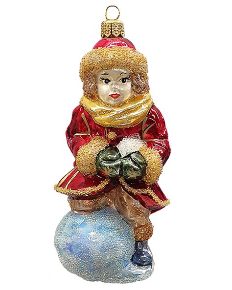 Стеклянная ёлочная игрушка «Девочка со снежным комом» Ирена Ко (Irena ...