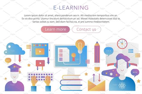 E Learning Concept Template Pre Designed Vector Graphics ~ Creative