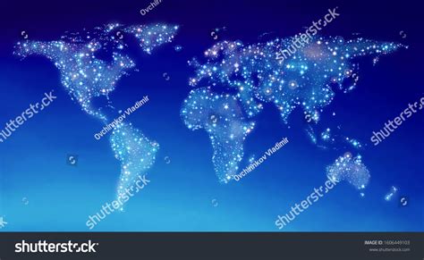 Abstract World Map On Night Sky Stock Vector Royalty Free 1606449103
