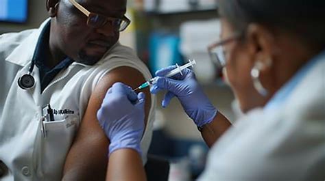 Close Up Patient Receive Vaccination To Stimulate Group Immunization In