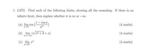 Solved Find Each Of The Following Limits Showing Chegg Com