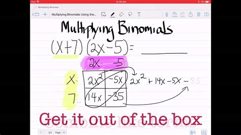 Multiplying Binomials Grid Method Youtube