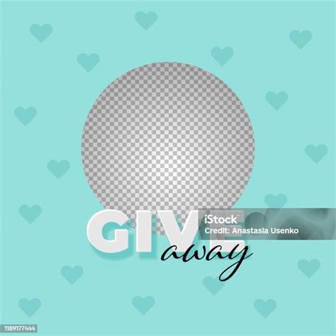 벡터 종이 컷 경품 배너 일러스트 종이 스타일은 원 사진 투명 프레임과 하트와 파란색 배경에 텍스트를 제공합니다 선물 콘테스트의 소셜 미디어 프로모션 이벤트를 위한 디자인