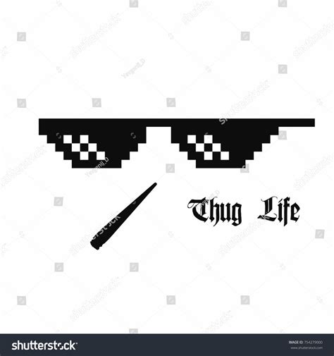 Pixel Art Glasses Thug Life Meme Stock Vector Royalty Free 754279000