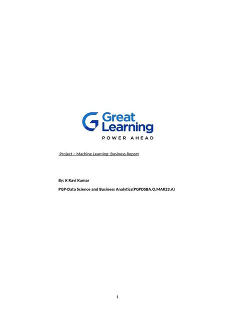 project machine learning business report by k ravi kumar pgp data