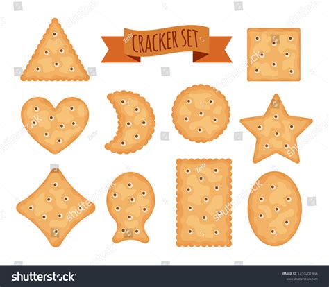 Set Cracker Chips Different Shapes Isolated Stock Vector Royalty Free
