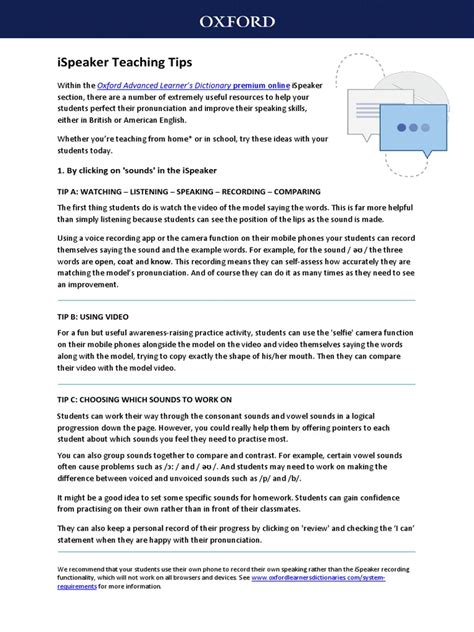Oxford Dictionary Ispeaker Tips Teachers Pdf Public Speaking Learning