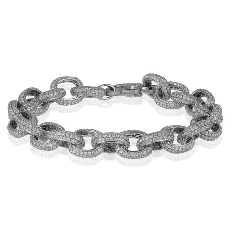 14k White Gold Custom Diamond Link Bracelet Shyne Jewelers