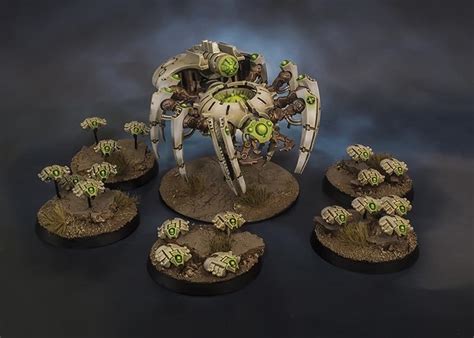 Canoptek Spider In A Ceramic Bronze Theme With Green Osl R Warhammer40k