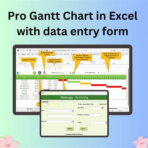 Pro Gantt Chart In Excel With Data Entry Form Next Gen Templates