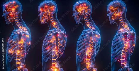 Individual Spinal Deformities Due To Achondroplasia Glowing Depiction