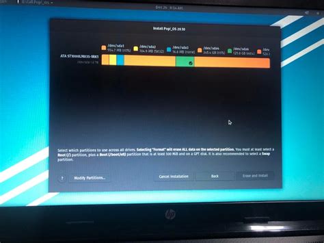 why can t i erase and install r pop os