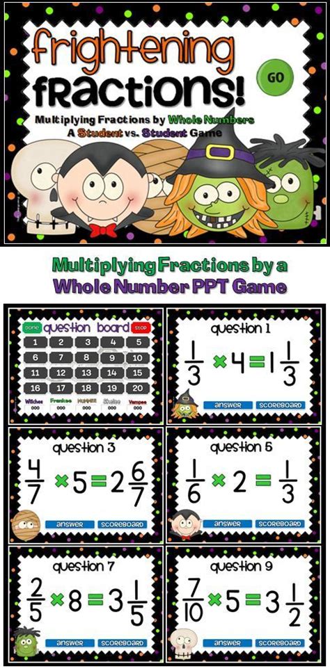 Multiplying Fractions By Whole Numbers Powerpoint Game Classroom Fun Multiplying Fractions