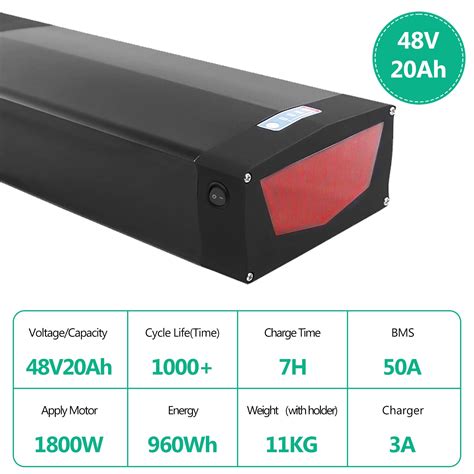 Ebike Battery 48v 20ah Lithium Pack With Rear Rack Design Fengli