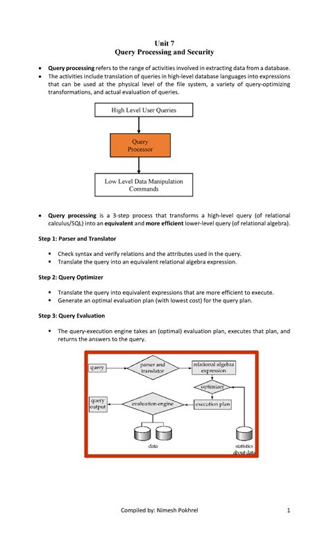 Unit 8 Query Processing And Database Security Techniques Studocu