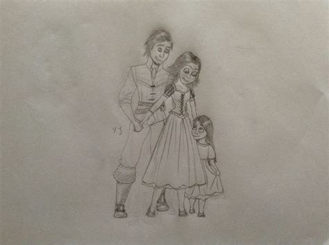 Drawing Of Rapunzel Eugene And Their Daughter By Yenthe J