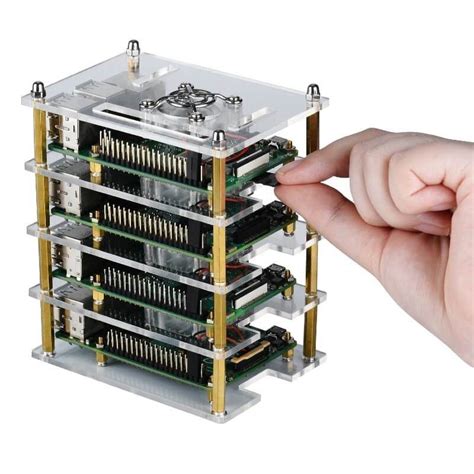 Layers Acrylic Cluster Case With Fan Heatsink For RPi