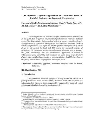 The Impact Of Gypsum Application On Groundnut Yield In Rainfed