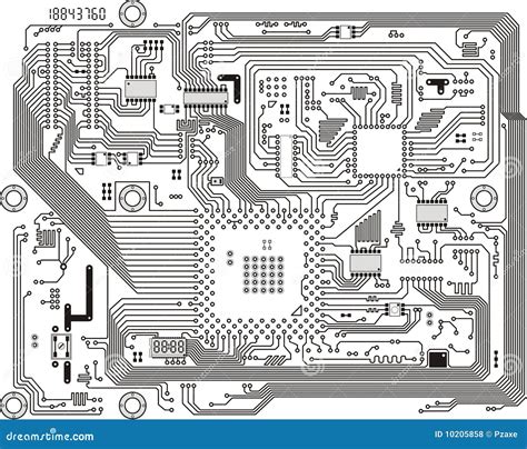 Circuit Design Line Icons Collection Electronics Compnts Schematics Breadboard Pcb