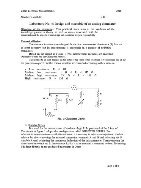4 Analog Ohmmeter Pdf Electrical Engineering Electricity