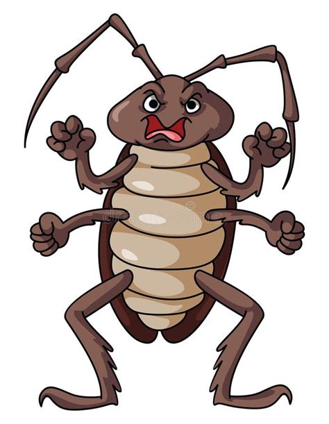 Angry Standing Cockroach Color Illustration Design Stock Vector