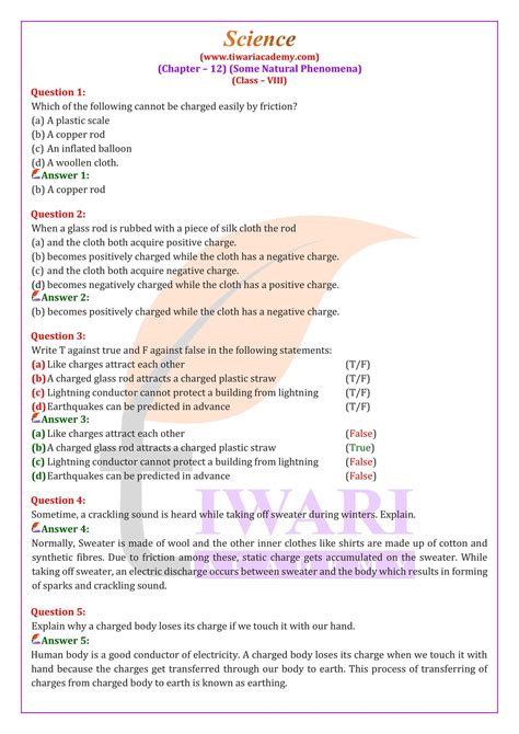 Ncert Solutions For Class 8 Science Chapter 12 Some Natural Phenomena