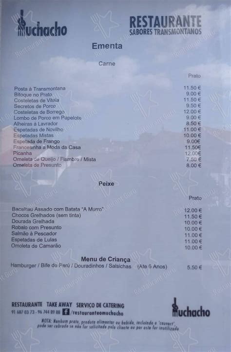 Menu At O Muchacho Restaurant Lisbon