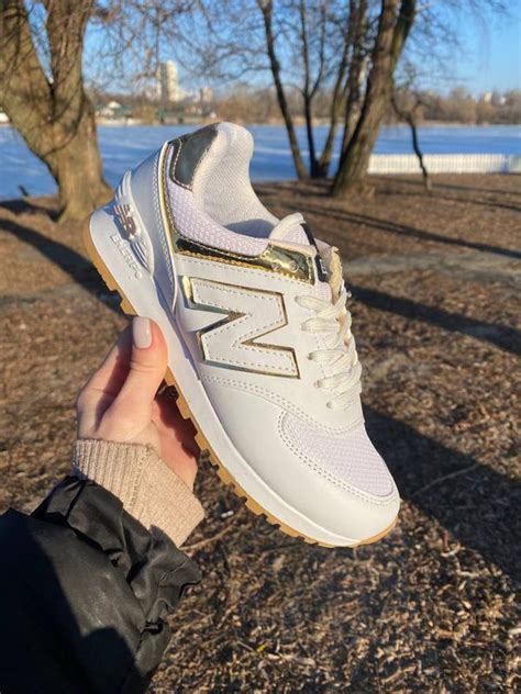 New balance 574 white gold female женские кроссовки беланс с сеткой ...